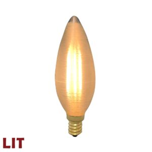 Royal Designs, Inc. Silk Wrapped Torpedo Shaped LED Light Bulbs, E12 Candelabra Brass Base, 130V, 40 Watts (4W LED), Set of 6