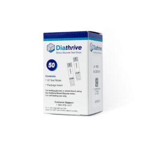 Diathrive Blood Glucose Test Strips for Diabetes – 4 Second Results from 4 µm Drop of Blood – Diabetic Testing Strips for Blood Sugar Testing, No Coding Required – 50 Diathrive Diabetic Test Strips