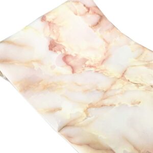 UPREDO Pink Jade Marble Paper Granite Look Effect Countertops Adhesive Paper Gloss Vinyl Film Wallpaper Self Adhesive Removable 15.8inch by 79inch