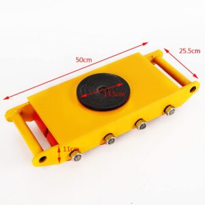 Industrial Machinery Mover, Machinery Mover Roller Dolly Skate with 360 Degree Rotation Cap (Yellow, 12T/26400)