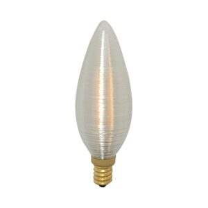 Royal Designs, Inc. Silk Wrapped Torpedo Shaped LED Light Bulbs, E12 Candelabra Brass Base, 130V, 40 Watts (4W LED), Set of 6