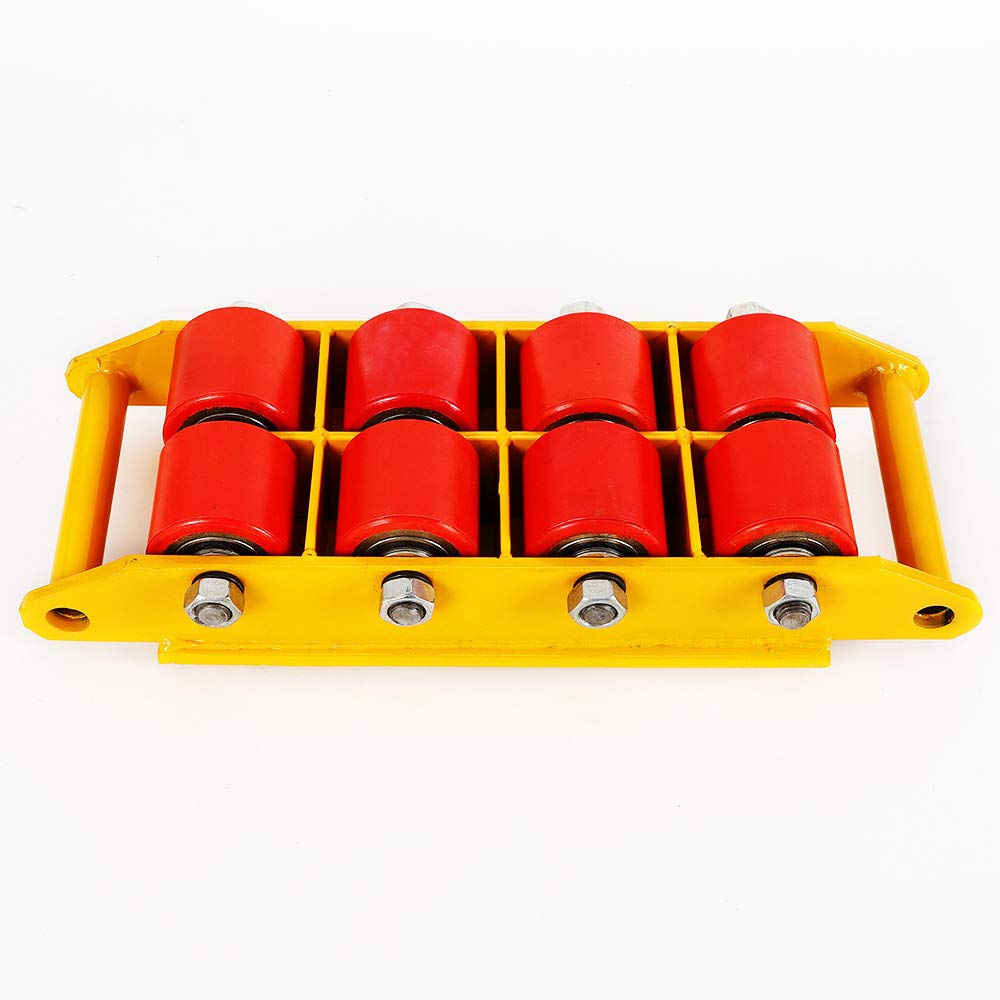 Industrial Machinery Mover, Machinery Mover Roller Dolly Skate with 360 Degree Rotation Cap (Yellow, 12T/26400)