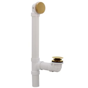 westbrass 493244h-01 12" & 4" bath waste & overflow assembly with tip-toe drain plug and illusionary faceplate-sch. 40 pvc pipe, 1-pack, polished brass