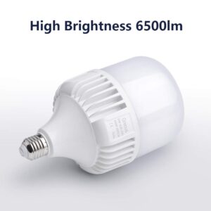 Greous Super Bright 400W-500W Light Bulb Equivalent, 65W LED Bulb 120 Volt Cool White 6500K E26, 6500 Lumens，High Watt Commercial Retrofit LED Bulbs for Yard Garage Factory Warehouse Workshop