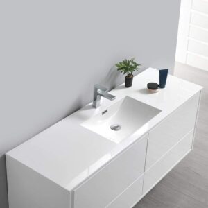 Fresca Catania 60" Glossy White Wall Hung Single Sink Modern Bathroom Vanity w/Medicine Cabinet