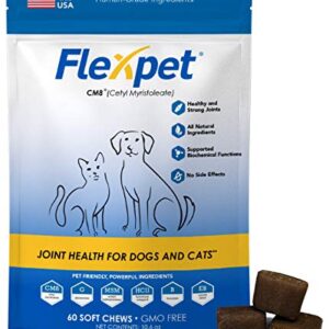 Flexpet Maximum Strength Soft Chews – All-Natural Pain Reliever for Dogs with Glucosamine and Cetyl Myristoleate (CM8), Hip and Joint Supplement, Anti-Inflammatory: Single Pouch - 60 Soft Chews