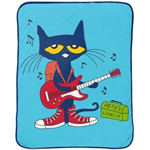 Jay Franco Pete The Cat Rock Out Mini Pillow Buddy and 46 Inch x 60 Inch Throw Set - Kids Super Soft 2 Piece Blanket Set