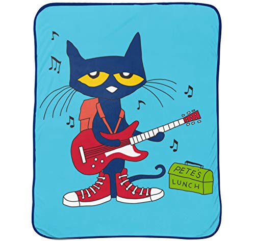 Jay Franco Pete The Cat Rock Out Mini Pillow Buddy and 46 Inch x 60 Inch Throw Set - Kids Super Soft 2 Piece Blanket Set