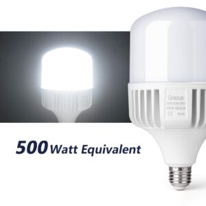 Greous Super Bright 400W-500W Light Bulb Equivalent, 65W LED Bulb 120 Volt Cool White 6500K E26, 6500 Lumens，High Watt Commercial Retrofit LED Bulbs for Yard Garage Factory Warehouse Workshop