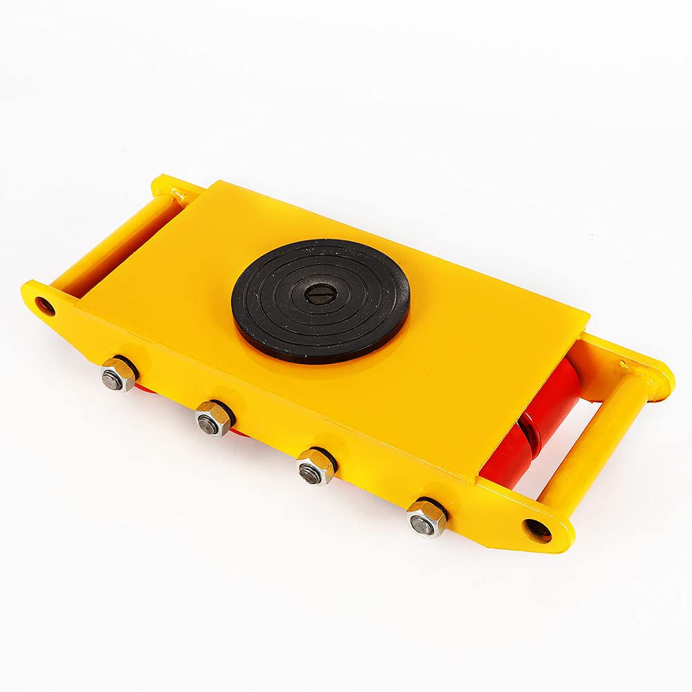 Industrial Machinery Mover, Machinery Mover Roller Dolly Skate with 360 Degree Rotation Cap (Yellow, 12T/26400)