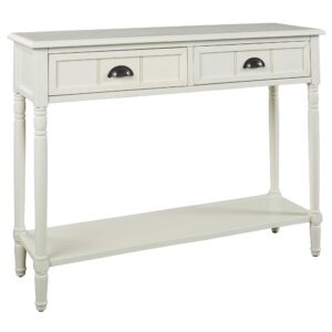 signature design by ashley goverton vintage casual 2 drawer console sofa table, white