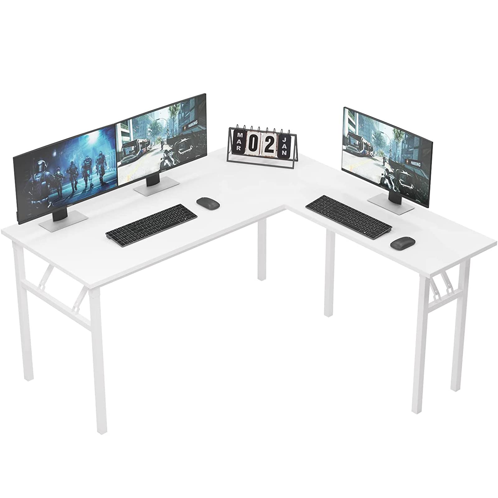 Need L Shaped Desk Computer Desk, Foldable L Desk Corner Desk L Shape Computer Desk Work Desk Home Office Workstation, White