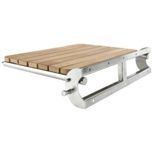 Amarine-made Teak Folding Shower Seat - Wall Mounted - Solid Wood Fold Down Spa Bench (21-5/8"x15"x1.7")