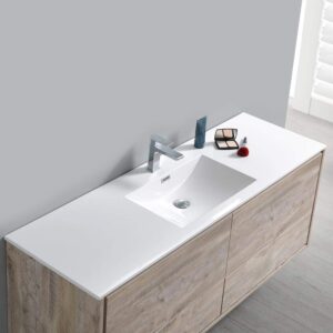 Fresca Catania 60" Rustic Natural Wood Wall Hung Single Sink Modern Bathroom Vanity w/Medicine Cabinet - Faucet Sold Separately