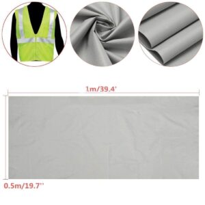 LTKJ 20" Wide Silver Reflective Fabric Safty Strip Gray Sew On Material 1.5'x39" 0.5Mx1M