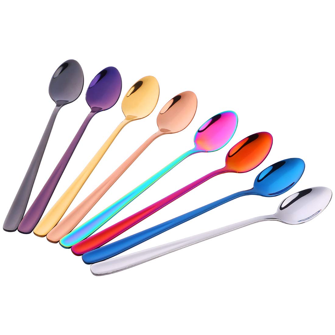 Do Buy 8 Pieces 8 Inch 18/10 Iced Tea Spoons,Long Handle Mixing Spoon (multicolor)