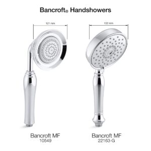 KOHLER 22163-BN Bancroft Multi-Function Handshower, Handheld Showerhead with 3 Spray Settings, 2.5 GPM, Vibrant Brushed Nickel