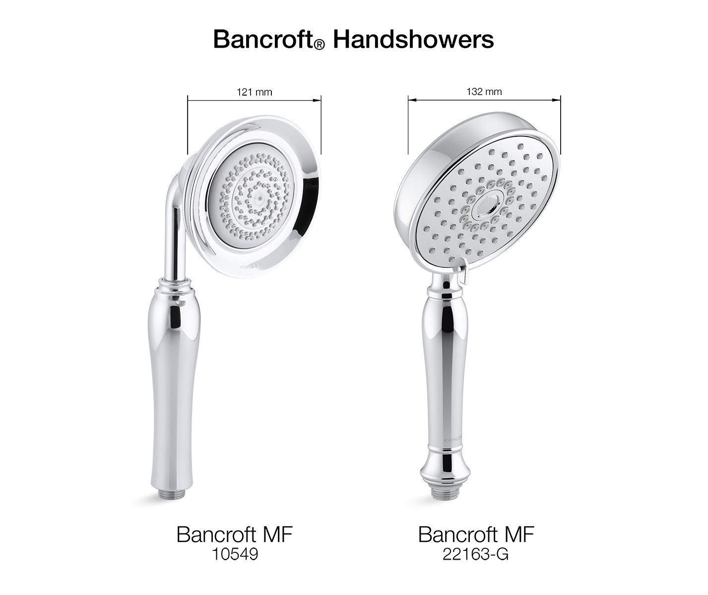 KOHLER 22163-BN Bancroft Multi-Function Handshower, Handheld Showerhead with 3 Spray Settings, 2.5 GPM, Vibrant Brushed Nickel