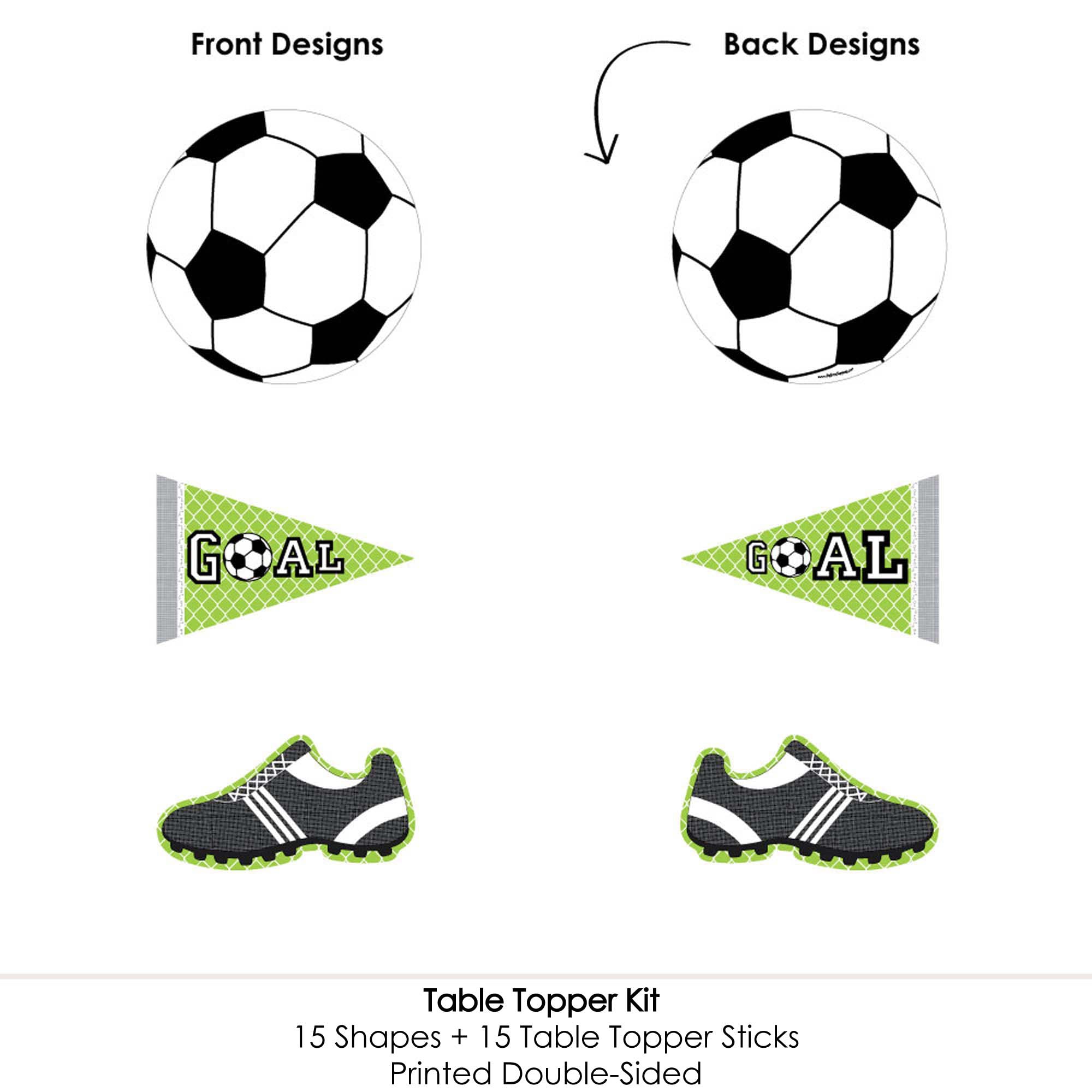 Big Dot of Happiness Goal - Soccer Party Decorations - Soccer Baby Shower or Birthday Party Centerpieces - Sports Party Centerpieces - Sport Decorations- Soccer Party Table Toppers - Set 15