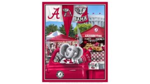 university of alabama cotton fabric panel with tailgate design-sold by the panel