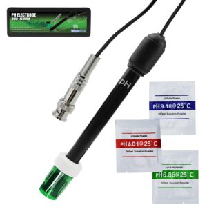 0-14 ph electrode probe, ph meter with replacement bnc connector and 300cm cable sensor for ph monitor controller tester meter kit set for aquarium hydroponics plant pool spa