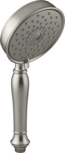 kohler 22163-bn bancroft multi-function handshower, handheld showerhead with 3 spray settings, 2.5 gpm, vibrant brushed nickel