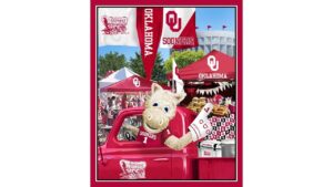 university of oklahoma cotton fabric panel with tailgate design-sold by the panel