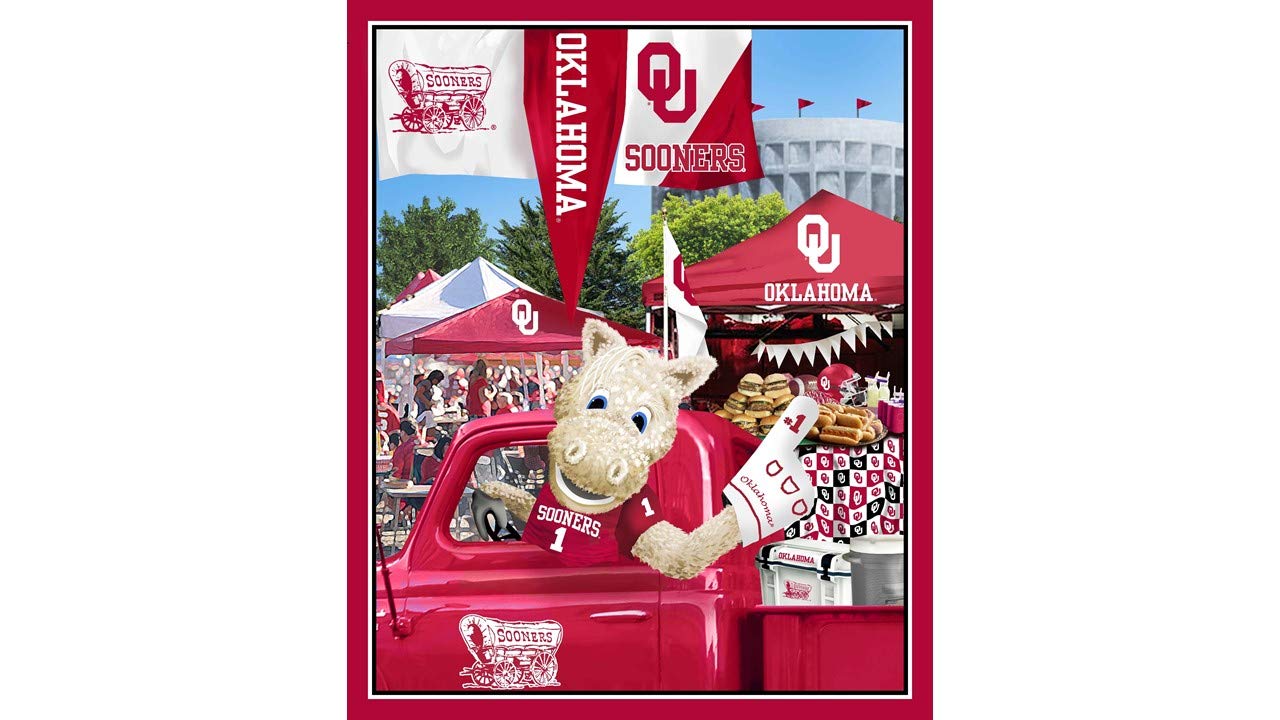 University of Oklahoma Cotton Fabric Panel with Tailgate Design-Sold by The Panel