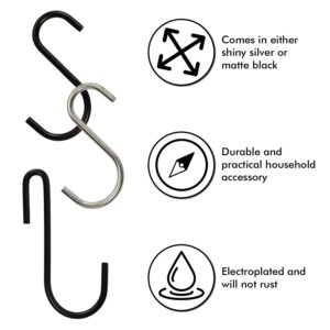 Heavy Duty S Hooks Metal S Shaped Hooks Black Hanging Hooks 2.75” Hangers for Kitchenware Pots Pans Plants Bags Towels