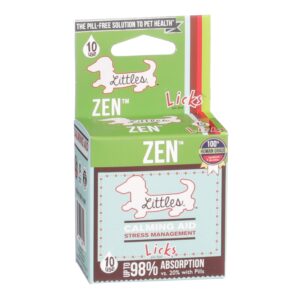 licks pill-free zen small breed dog calming aid - zen calming aid supplements for aggressive behavior & nervousness - calming dog & puppy treats for stress relief & dog health - gel packets - 10 use