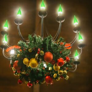 OMK 6 Pack Green LED Christmas Flame Effect Light Bulb Decorations E12 Base Candelabra Light Bulbs, Warm White Led Bulbs, Non-Dimmable Candle Light Bulbs for Party Holiday Decor Gifts