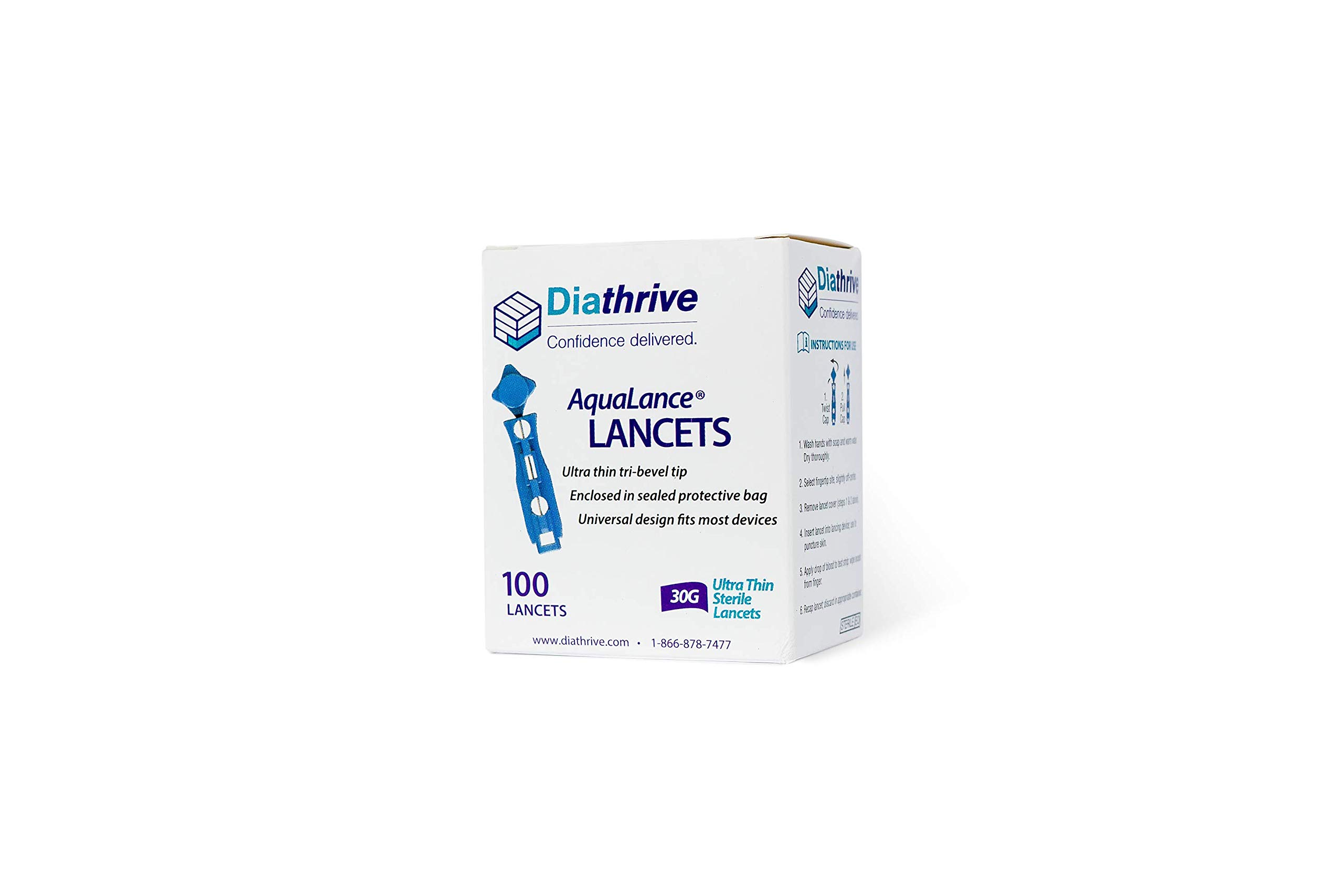 Diathrive Blood Glucose Test Strips and Lancets (100 Test Strips, 100 lancets)