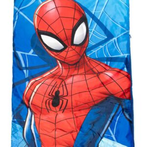 Jay Franco Marvel Spiderman 3 Piece Sleepover Set - Cozy & Warm Kids Slumber Bag with Pillow & Eye Mask (Official Marvel Product)