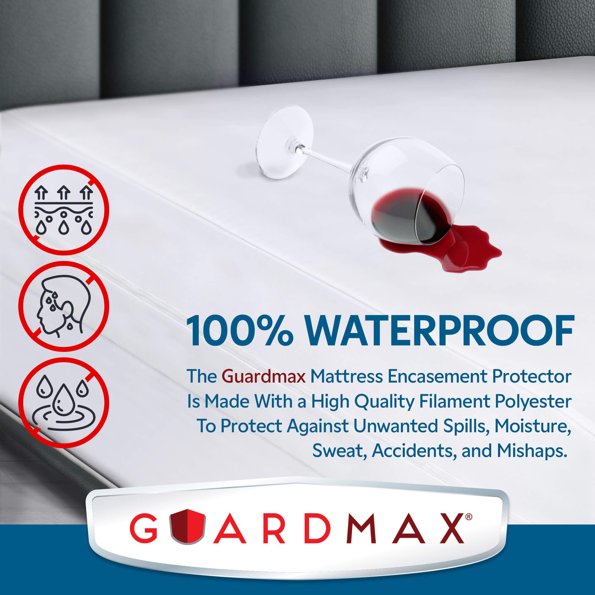 Guardmax Zippered Mattress Encasement - Cot Size - Waterproof and Bed Bug Proof Mattress Protector - 6 Sided Absorbent Mattress Cover - Soft, Breathable, and Hypoallergenic. (Day Bed 33 X 75 X 10)