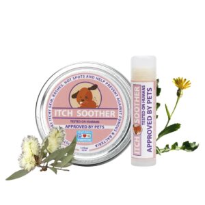 Pawtitas Itch Soother Dog Balm Relief from itching Skin, Flaky, Dry Coat, Hotspot, Rash and Damaged Skin Made with Organic Almond and Goldenseal Provide Instant Calmness for Your Travel Size 0.15 OZ