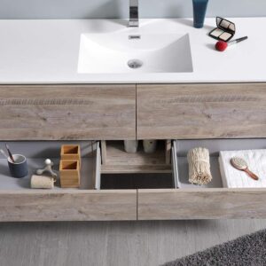 Fresca Catania 60" Rustic Natural Wood Wall Hung Single Sink Modern Bathroom Vanity w/Medicine Cabinet - Faucet Sold Separately