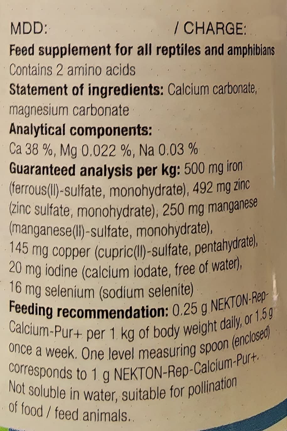 Nekton-Rep Calcium-PUR+ Calcium Preparation for All Reptiles and Amphibians 65gm / 2.29oz