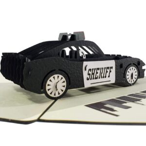 iGifts And Cards Sheriff Car 3D Pop Up Greeting Card - Awesome Undersheriff Happy Birthday Gift, Chief Deputy Retirement, Training Academy Graduation, Thank You, Congratulations