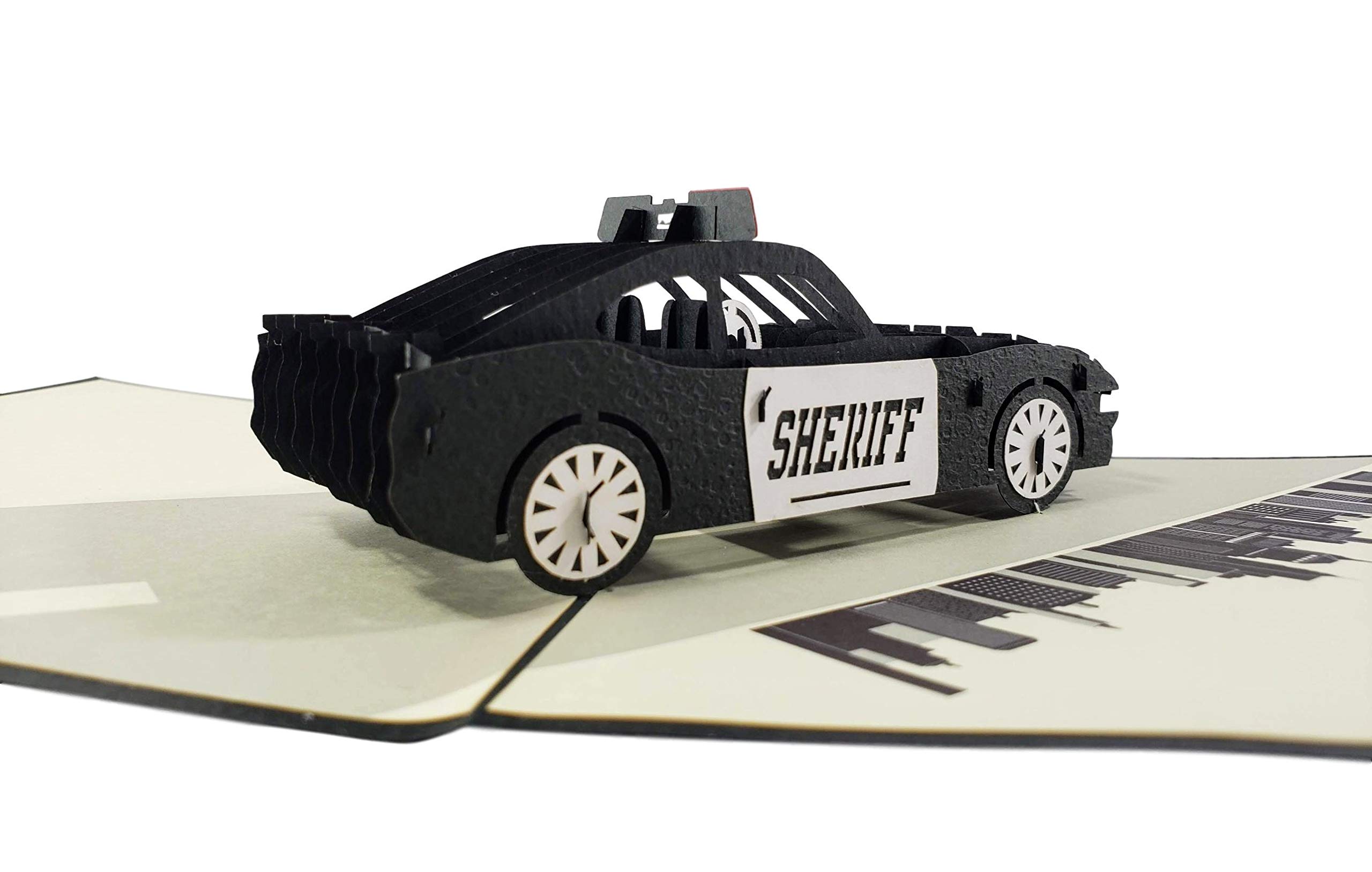 iGifts And Cards Sheriff Car 3D Pop Up Greeting Card - Awesome Undersheriff Happy Birthday Gift, Chief Deputy Retirement, Training Academy Graduation, Thank You, Congratulations