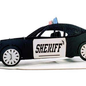 iGifts And Cards Sheriff Car 3D Pop Up Greeting Card - Awesome Undersheriff Happy Birthday Gift, Chief Deputy Retirement, Training Academy Graduation, Thank You, Congratulations