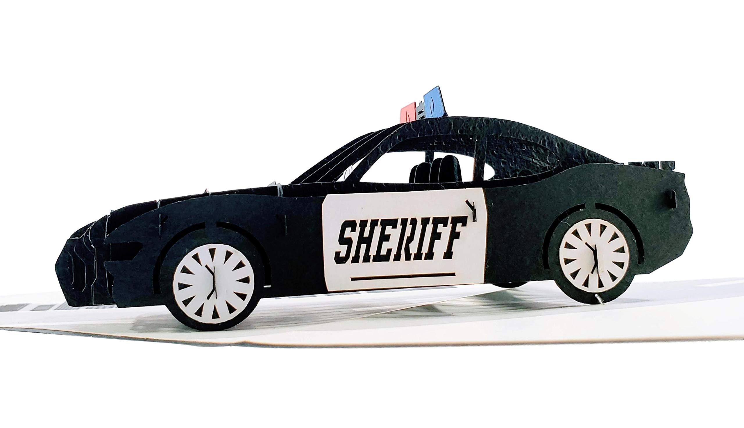 iGifts And Cards Sheriff Car 3D Pop Up Greeting Card - Awesome Undersheriff Happy Birthday Gift, Chief Deputy Retirement, Training Academy Graduation, Thank You, Congratulations