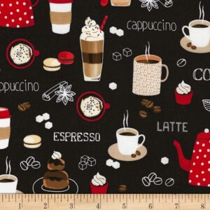 timeless treasures coffee break mixed coffees black, fabric by the yard