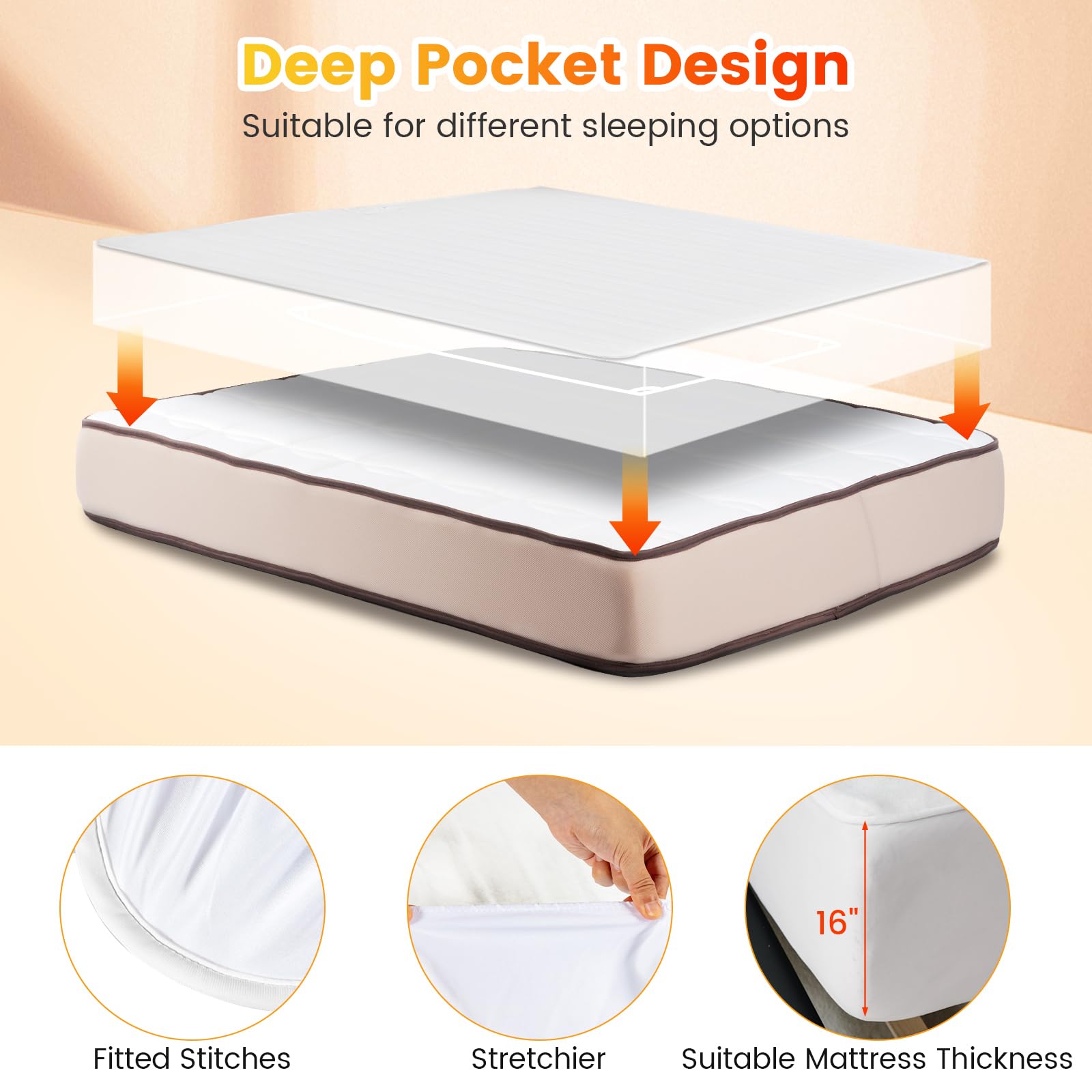 Giantex Twin Size Heated Mattress Pad, Electric Heat Pad w/ 8 Heat Settings & 10H Timer, Overheat Protection, Heating Bed Toppers Fit up to 16" Deep Pocket, Machine Washable Bed Warmer