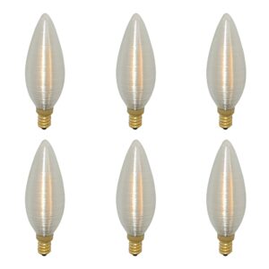 royal designs, inc. silk wrapped torpedo shaped led light bulbs, e12 candelabra brass base, 130v, 40 watts (4w led), set of 6