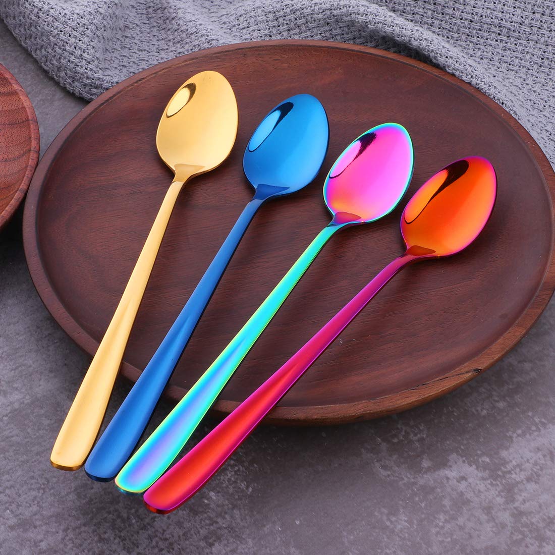 Do Buy 8 Pieces 8 Inch 18/10 Iced Tea Spoons,Long Handle Mixing Spoon (multicolor)