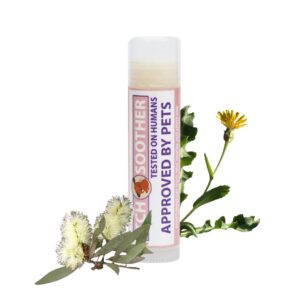 pawtitas itch soother dog balm relief from itching skin, flaky, dry coat, hotspot, rash and damaged skin made with organic almond and goldenseal provide instant calmness for your travel size 0.15 oz