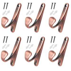 rannb single hook robe towel coat wall mounted hook red copper tone -pack of 6