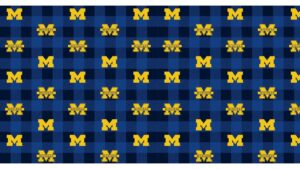 sykel enterprises university of michigan fleece blanket fabric-michigan wolverines fleece fabric with buffalo plaid design