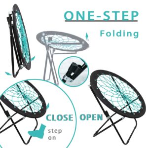 Camp Field Camping and Room Bungee Folding Dish Chair -Versatile Bunjo Chair with Fun Bouncy Design - Circle Web Chair for Relaxation and Fun for Room Garden and Outdoor (Black)