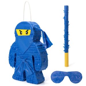 apinata4u 17.5" blue color ninja pinata ninja party supplies ninja themed birthday party ninja photo prop ninja party decorations